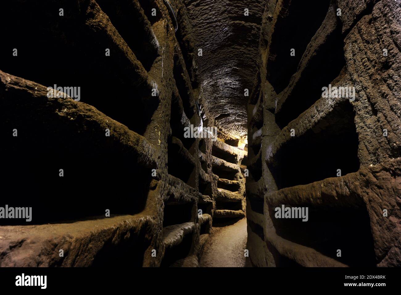 View of the Catacombs of Priscilla in Rome, Italy on May 2014. After ...
