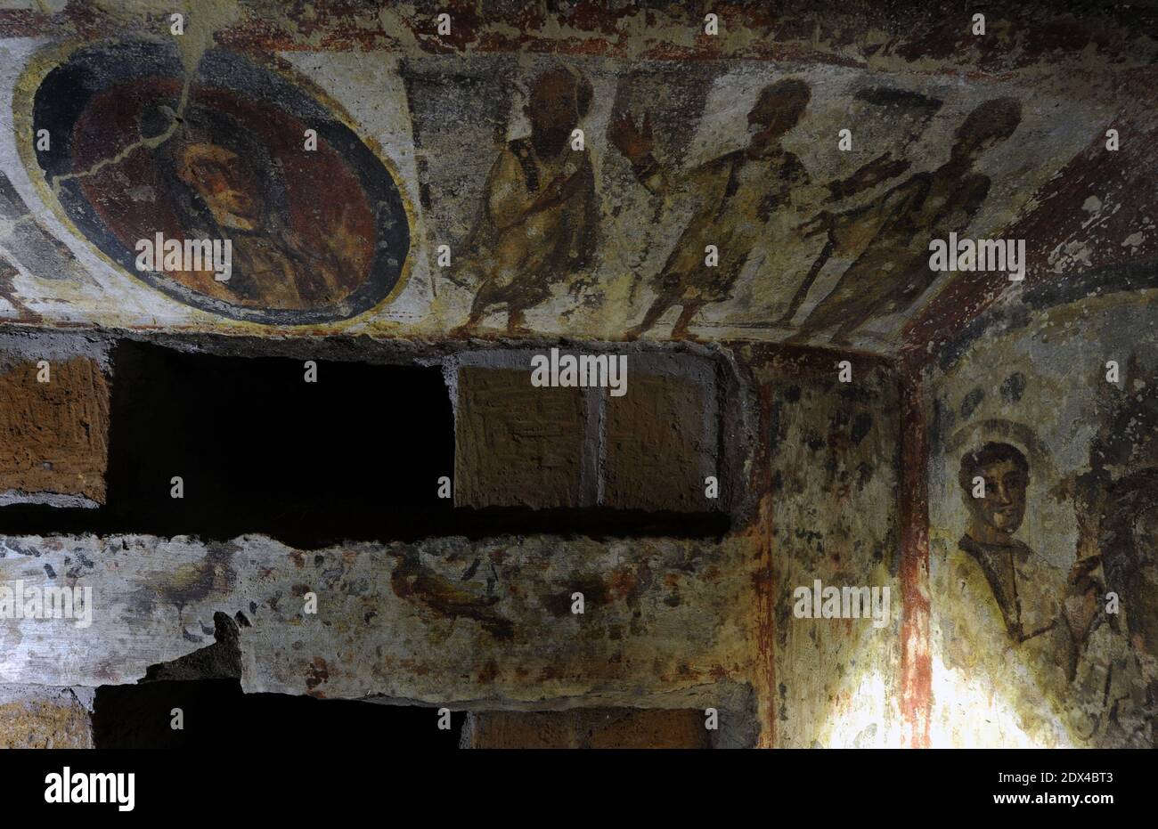 View of the Catacombs of Priscilla in Rome, Italy on May 2014. After ...