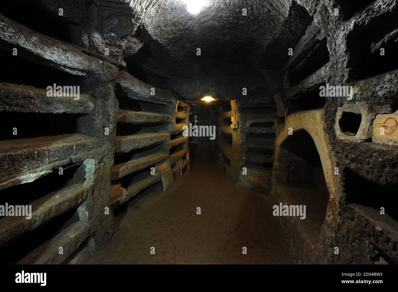View of the Catacombs of Priscilla in Rome, Italy on May 2014. After ...