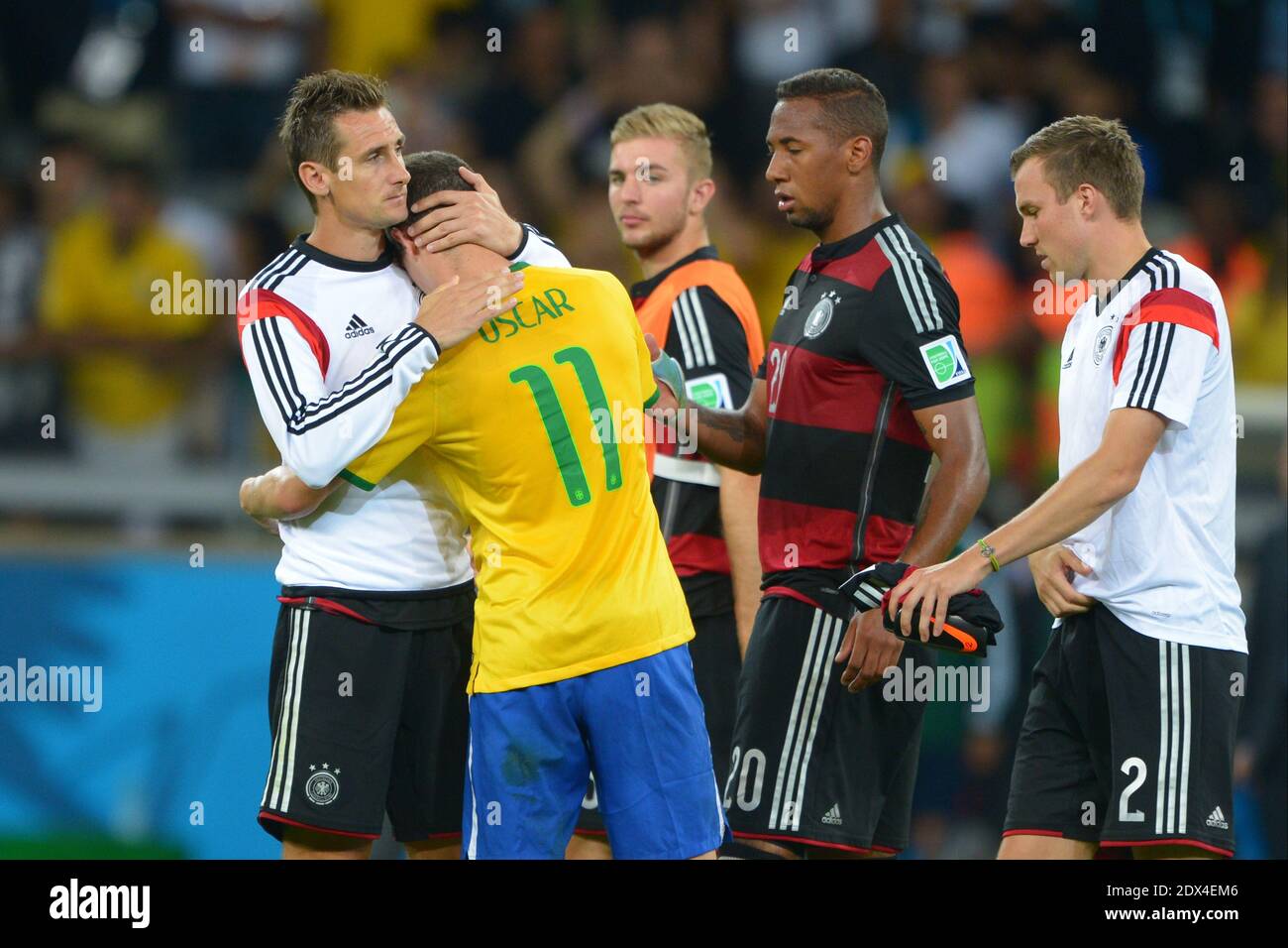 Brazil's Oscar and Germany's Miroslav Klose in Soccer World Cup 2014 1/ ...