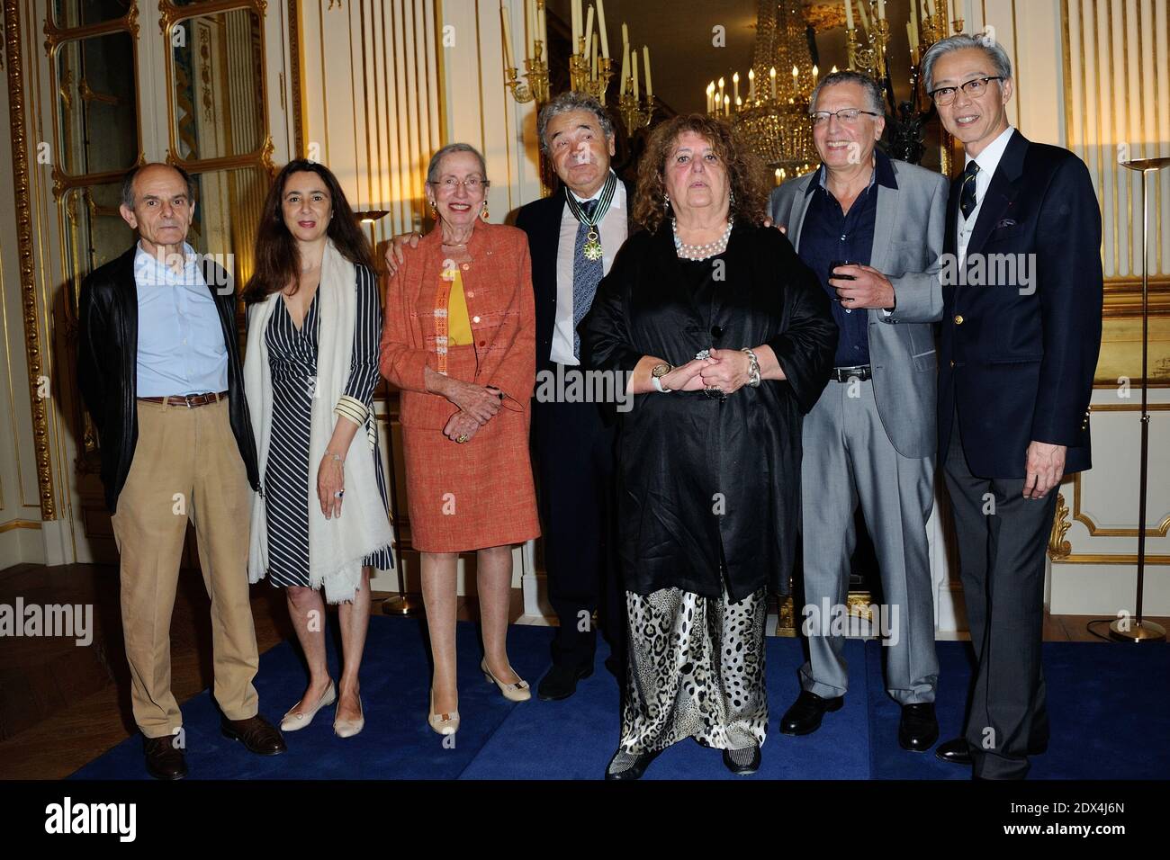 Pierre Perret with his wife and family attending the ceremony given in ...