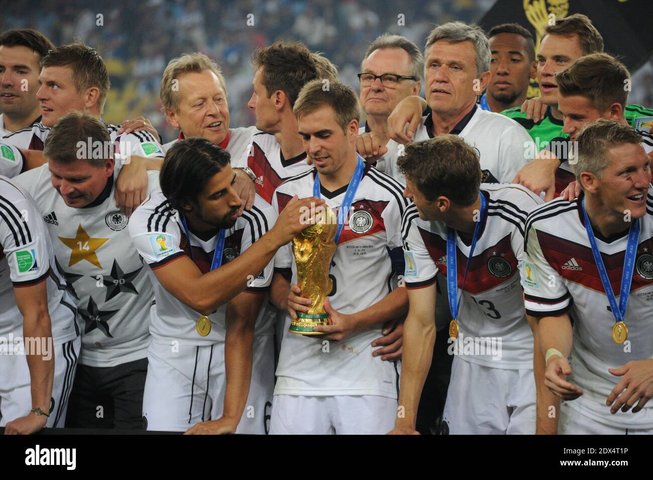 German team with the Cup after the presentation in Soccer World Cup ...