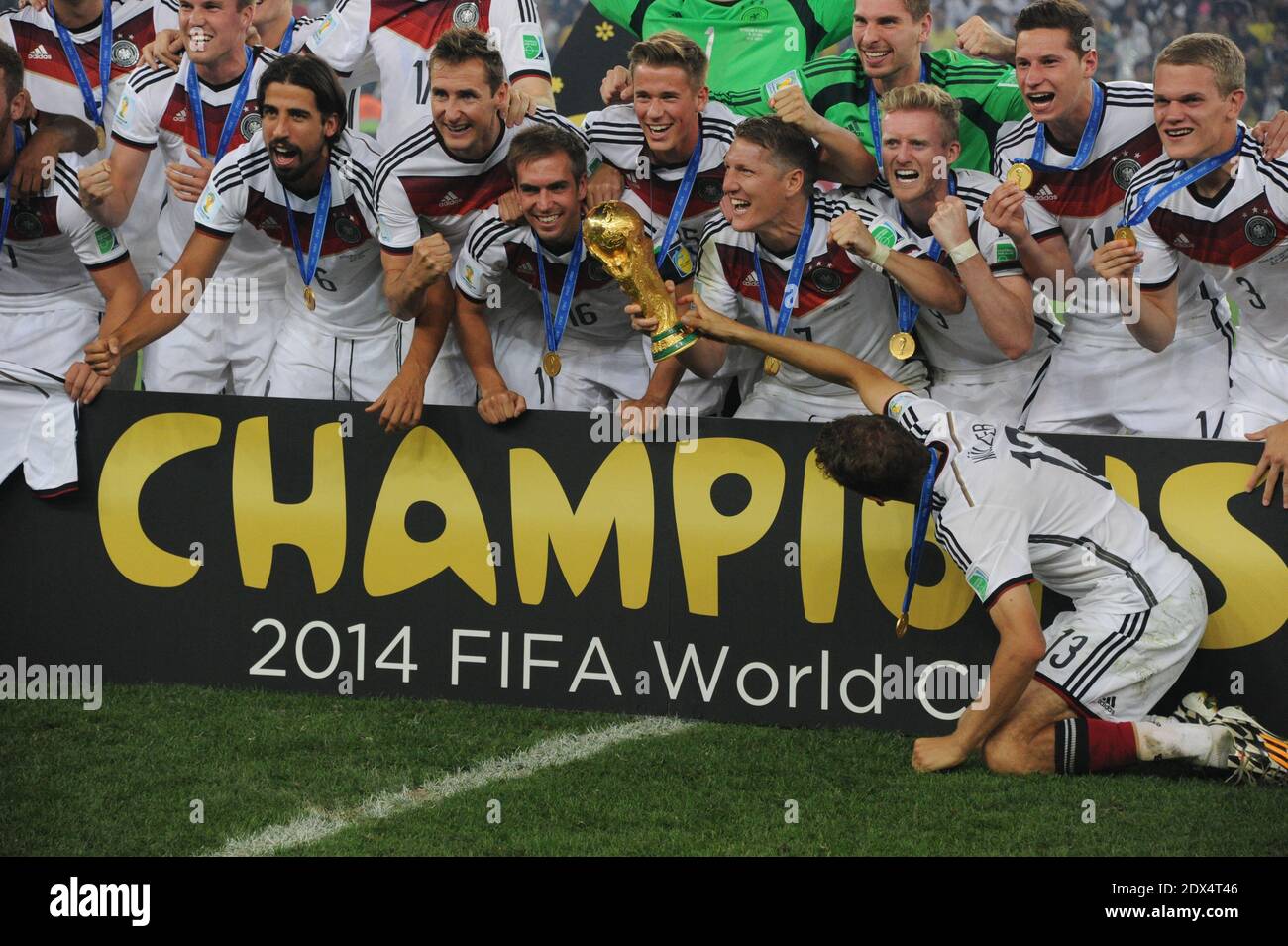 German team with the Cup after the presentation in Soccer World Cup ...