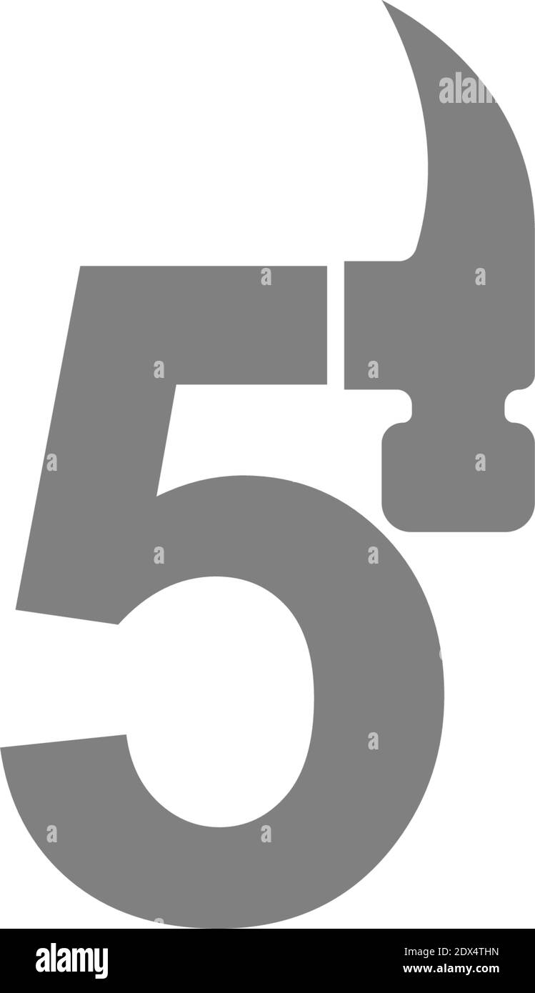 Number 5 and hammer combination icon logo design vector Stock Vector ...