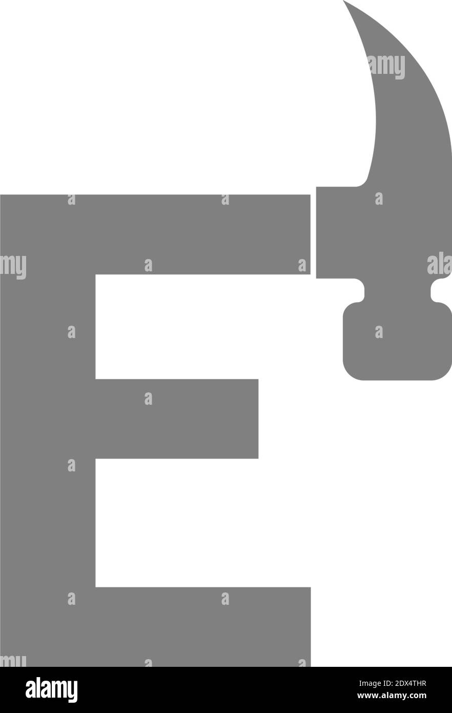 Letter E and hammer combination icon logo design vector Stock Vector ...
