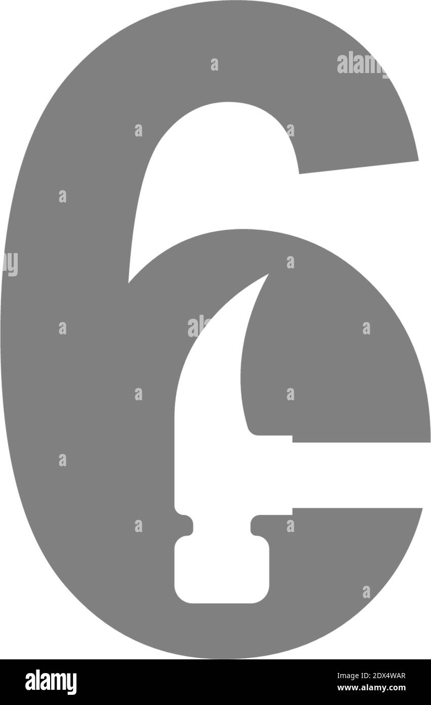 Number 6 and hammer combination icon logo design vector Stock Vector ...