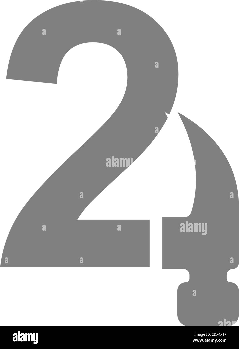 Number 2 and hammer combination icon logo design vector Stock Vector ...