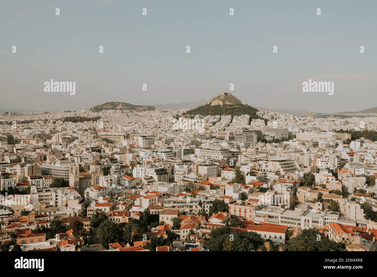 Beautiful historic city of Athens during sunny day and mountains in ...
