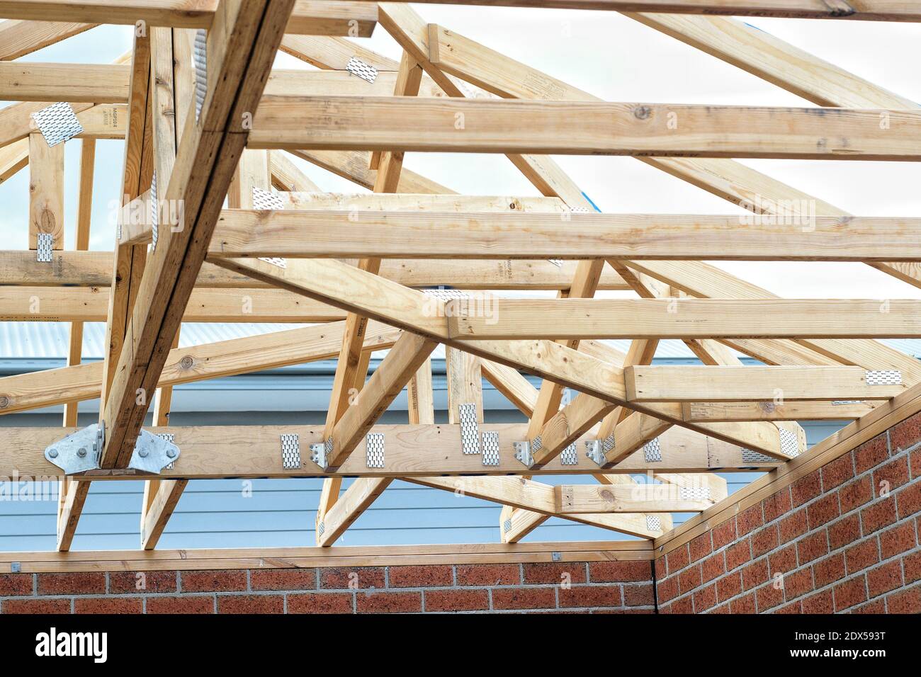 Low Angle View Of Roof Framework Stock Photo - Alamy