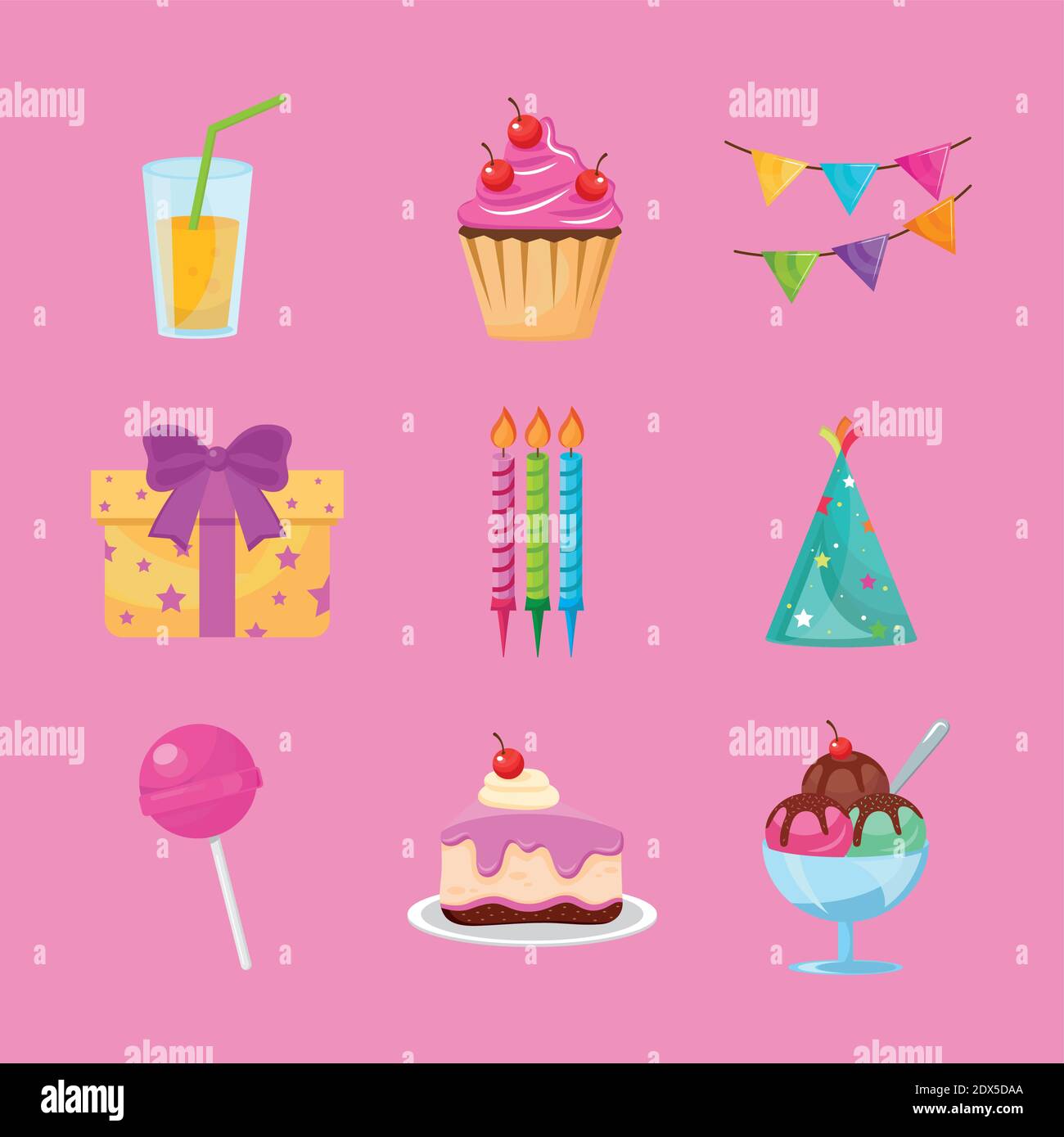 Birthday cake with 9 candles Stock Vector Images - Alamy