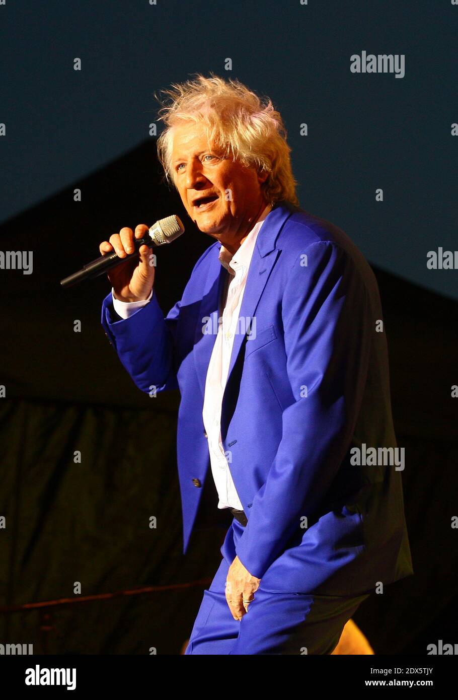 French singer Patrick Sebastien performs a live session at Les Jardins ...