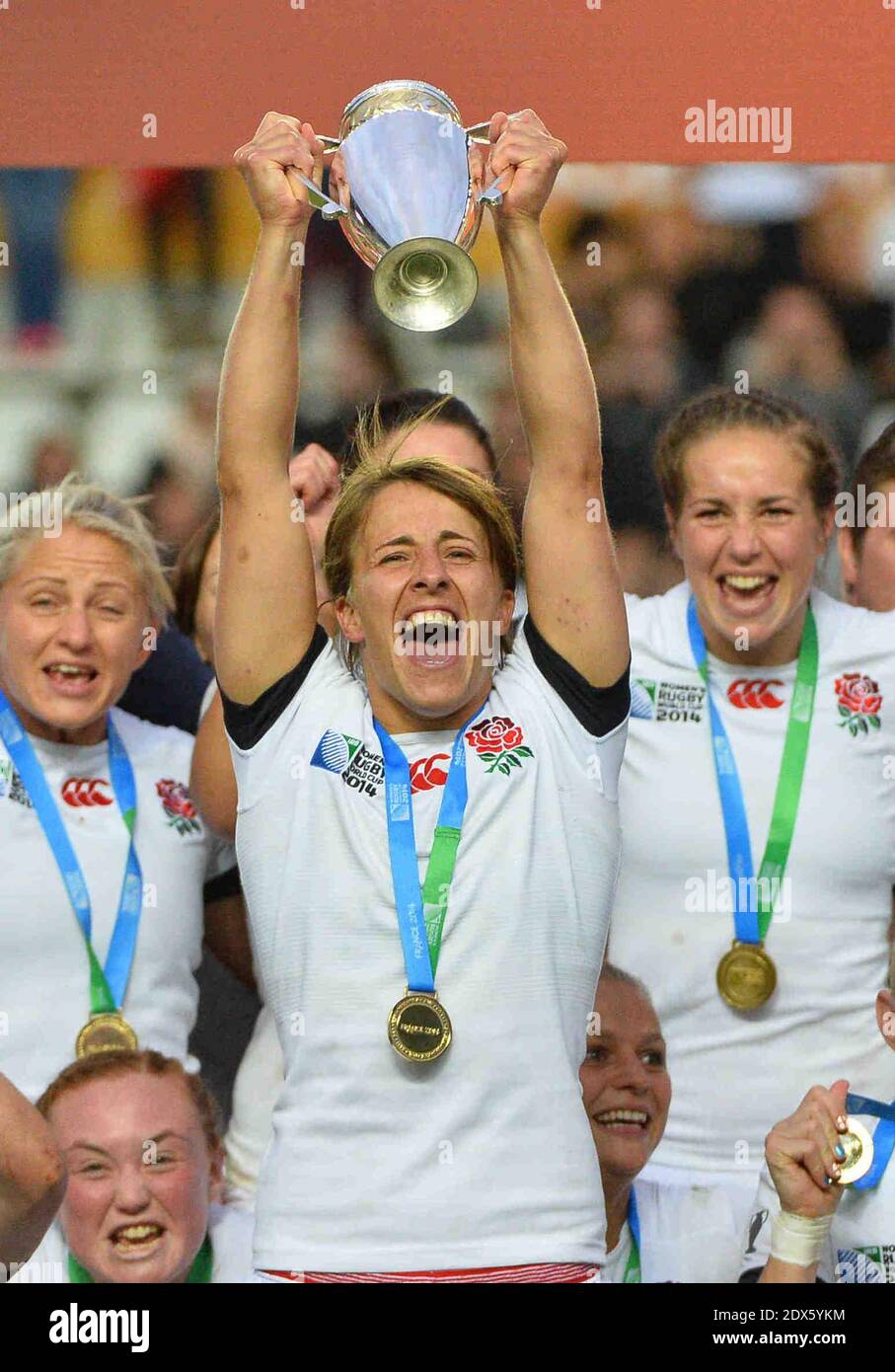 England 's Katy Mc Lean trophy during the IRB Women's Rugby World Cup ...