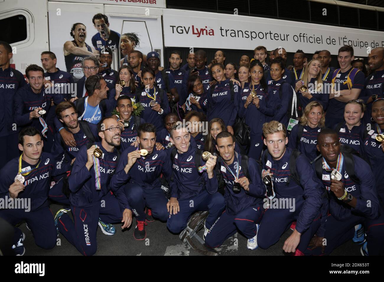 French Athletic team arriving at Gare de Lyon on August 18, 2014 in ...