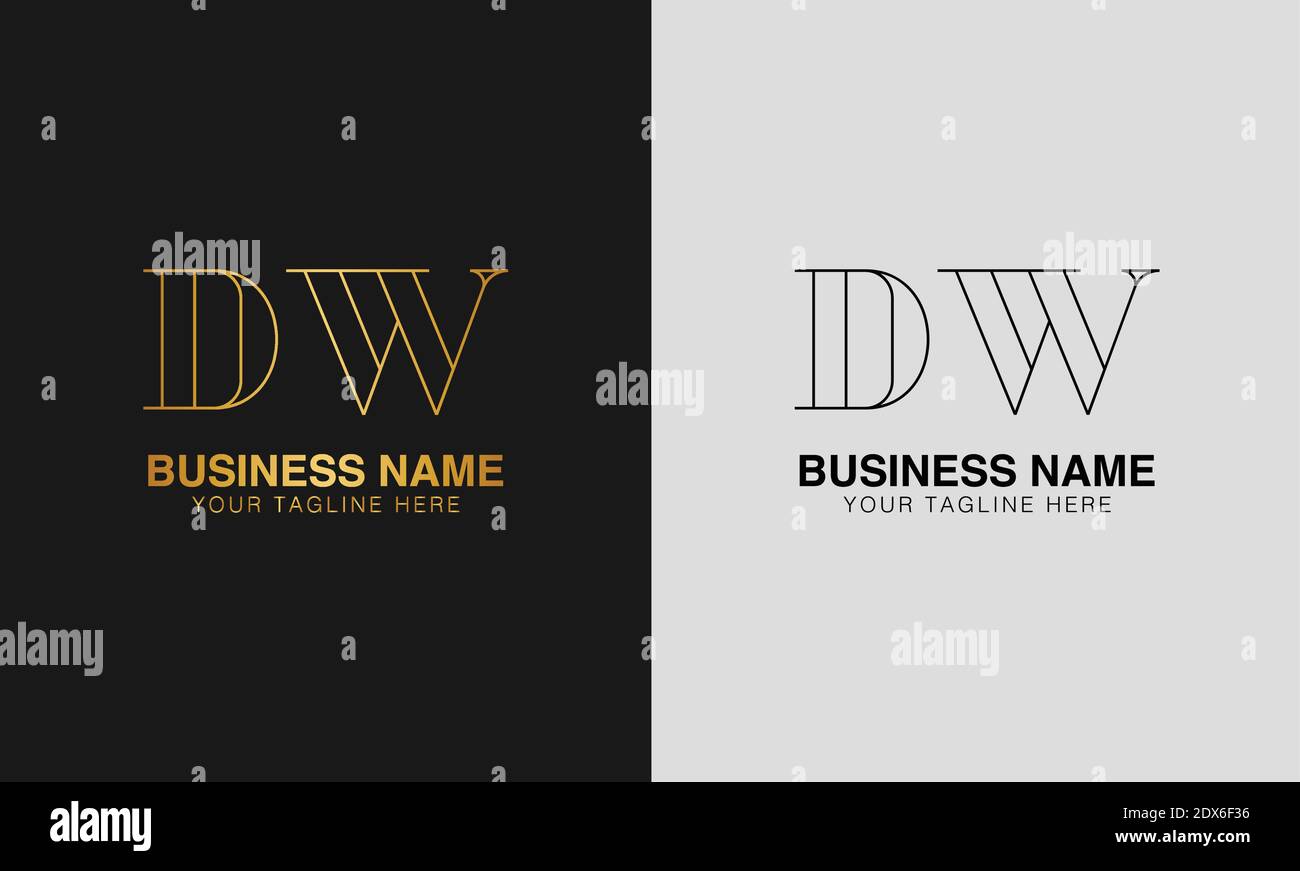 DW D W initial based abstract modern minimal creative logo, vector ...