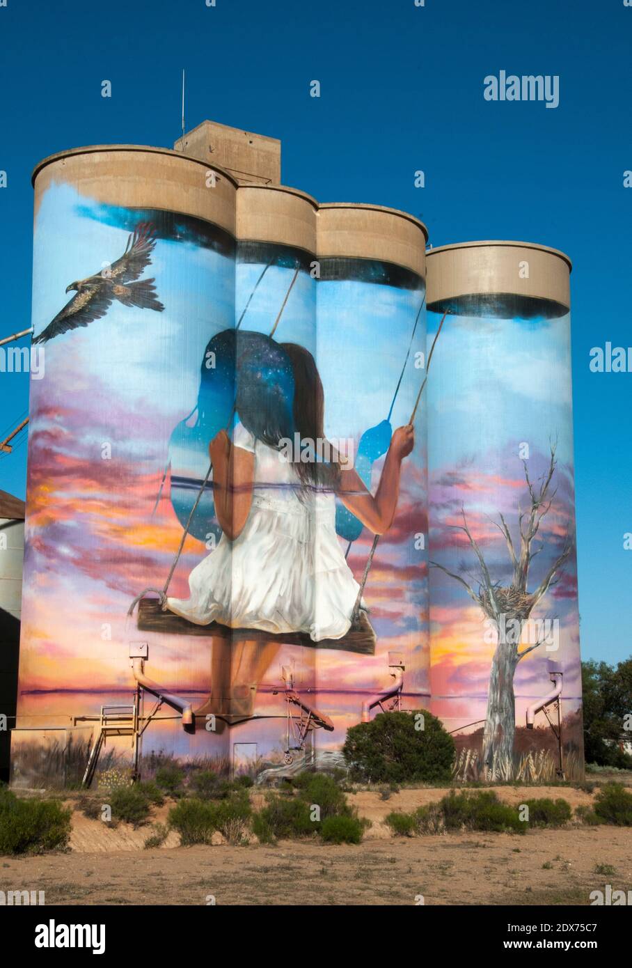 Silo art by Drapl And The Zookeeper at Sea Lake, in the Mallee region ...
