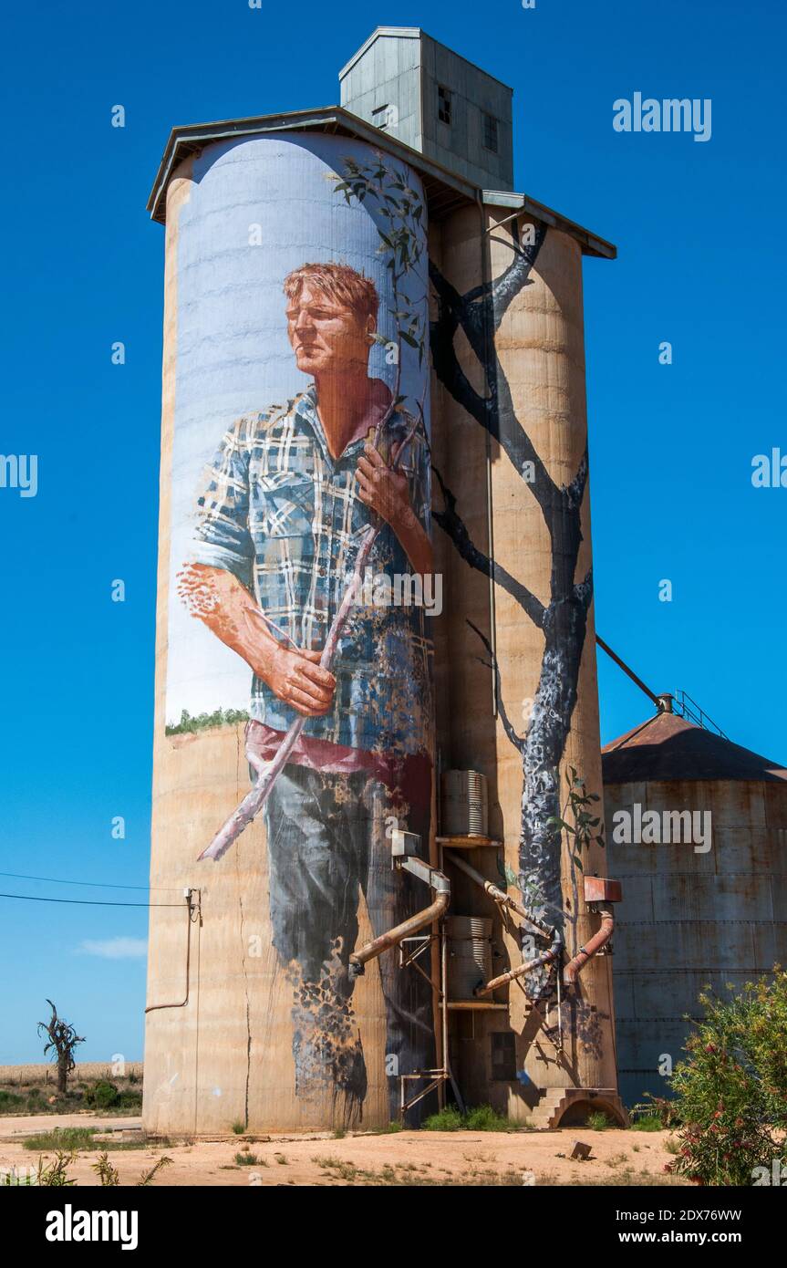 Silo art by Fintan Magee at Patchewollock, Victoria, depicts local ...