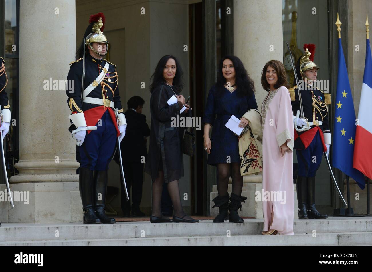 L-R : Saudi artists (sisters) Shadia and Raja Alem and Mona Khazindar ...