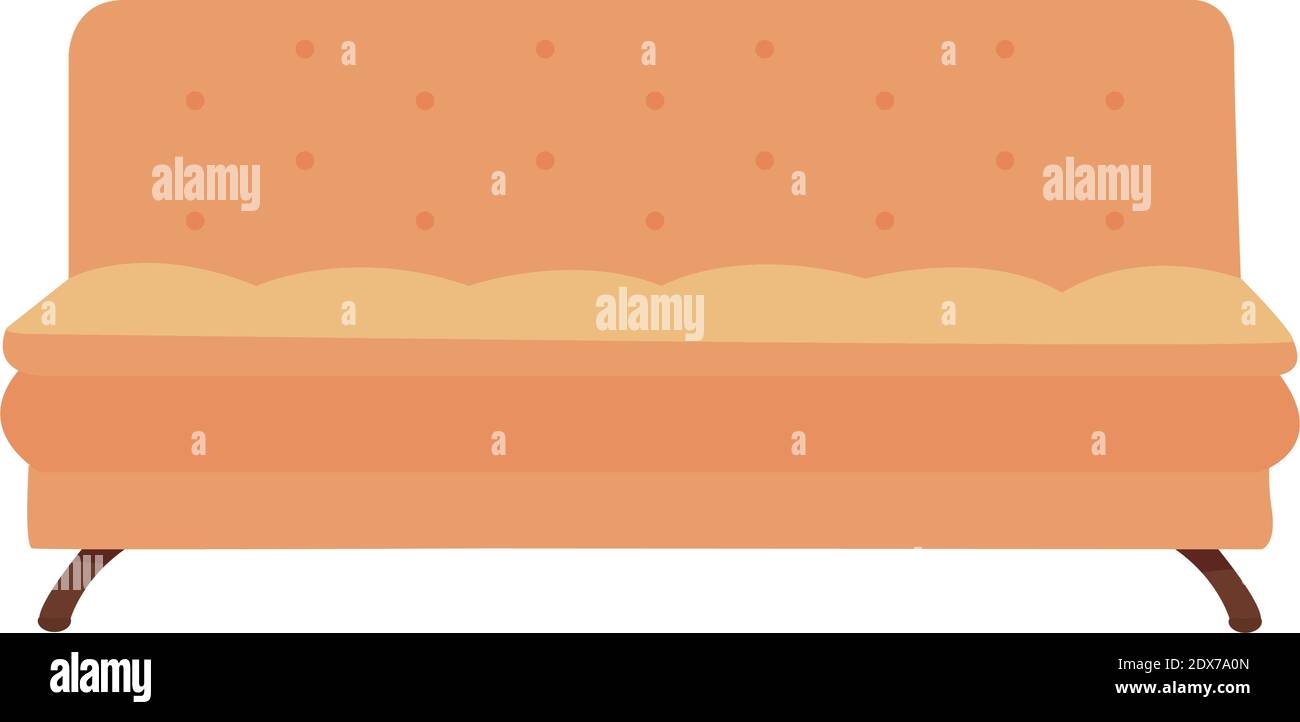 orange sofa icon over white background, colorful design, vector ...