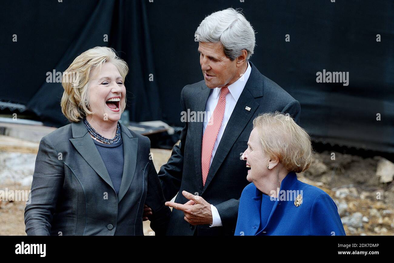 Secretary of State John Kerry is flanked by former Secretaries of State ...