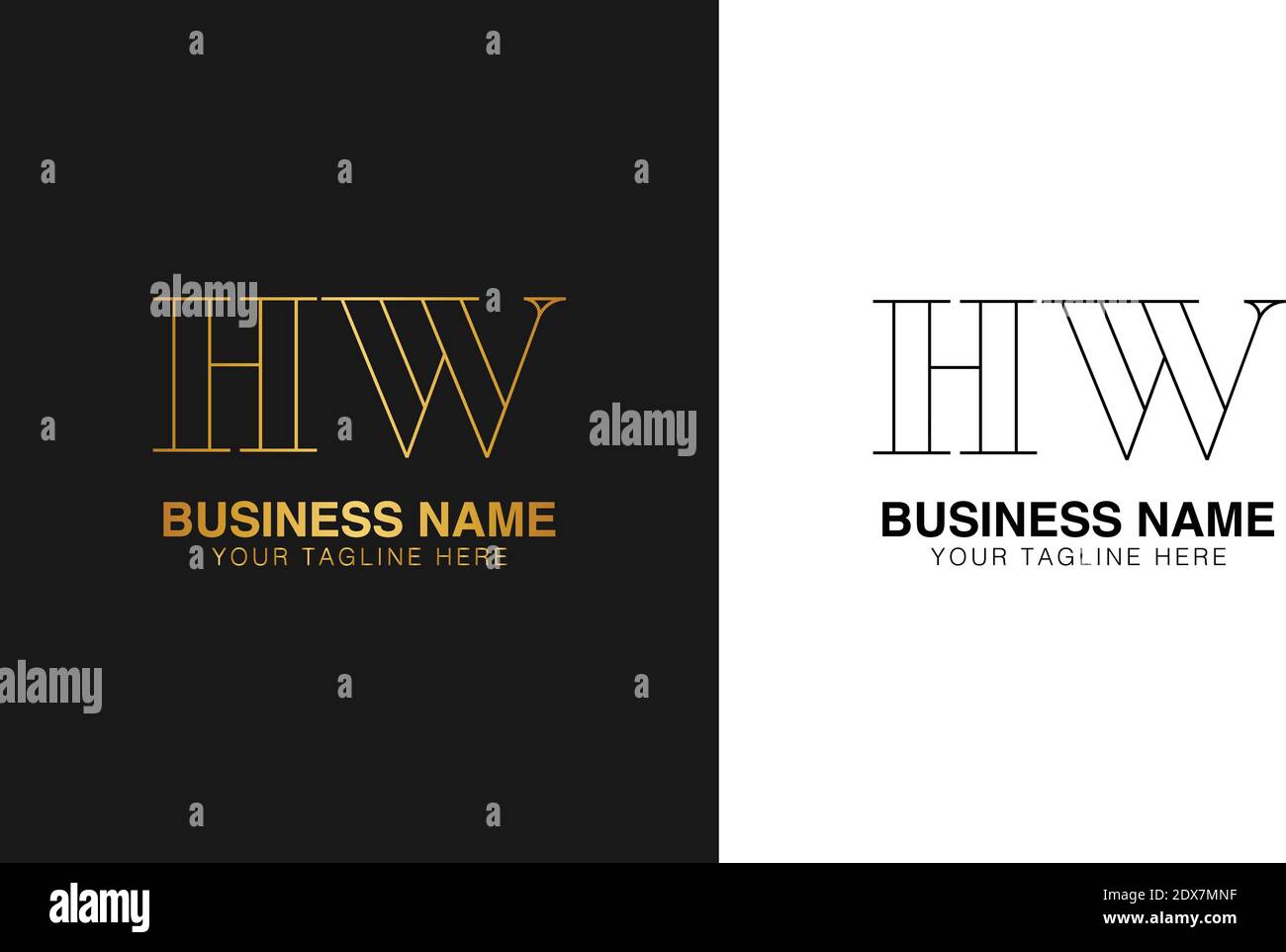 HW H W initial based abstract modern minimal creative logo, vector ...