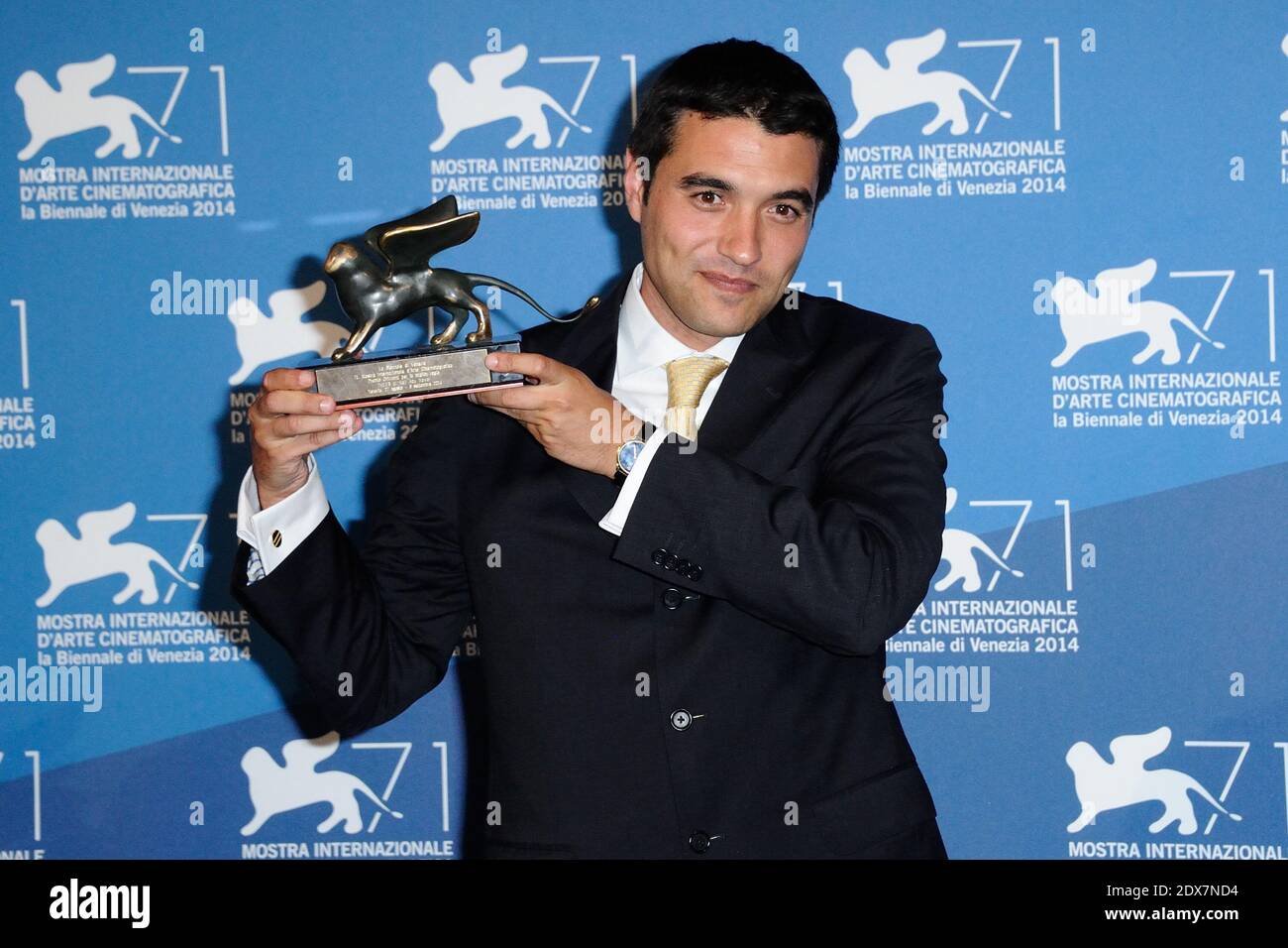 Director Naji Abu Nowar poses with his Orizzonti award for Best ...