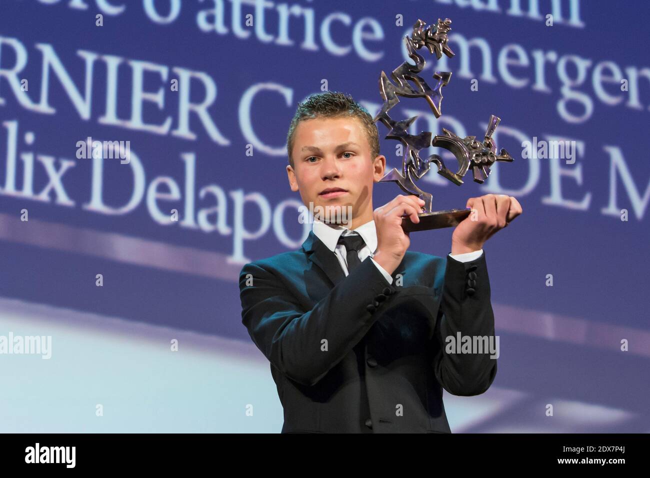 Actor Romain Paul poses with his award for Best Young Actor or Actress ...