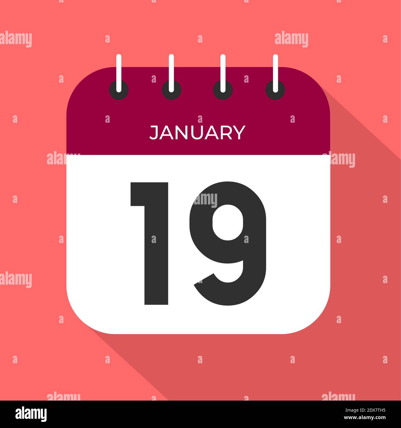 Calendar day 16. Number sixteen on a white paper with wine color border ...