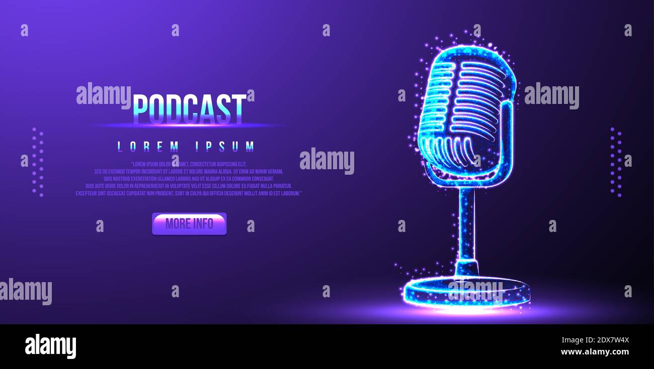 podcast, microphone. low poly wireframe design Stock Vector Image & Art ...