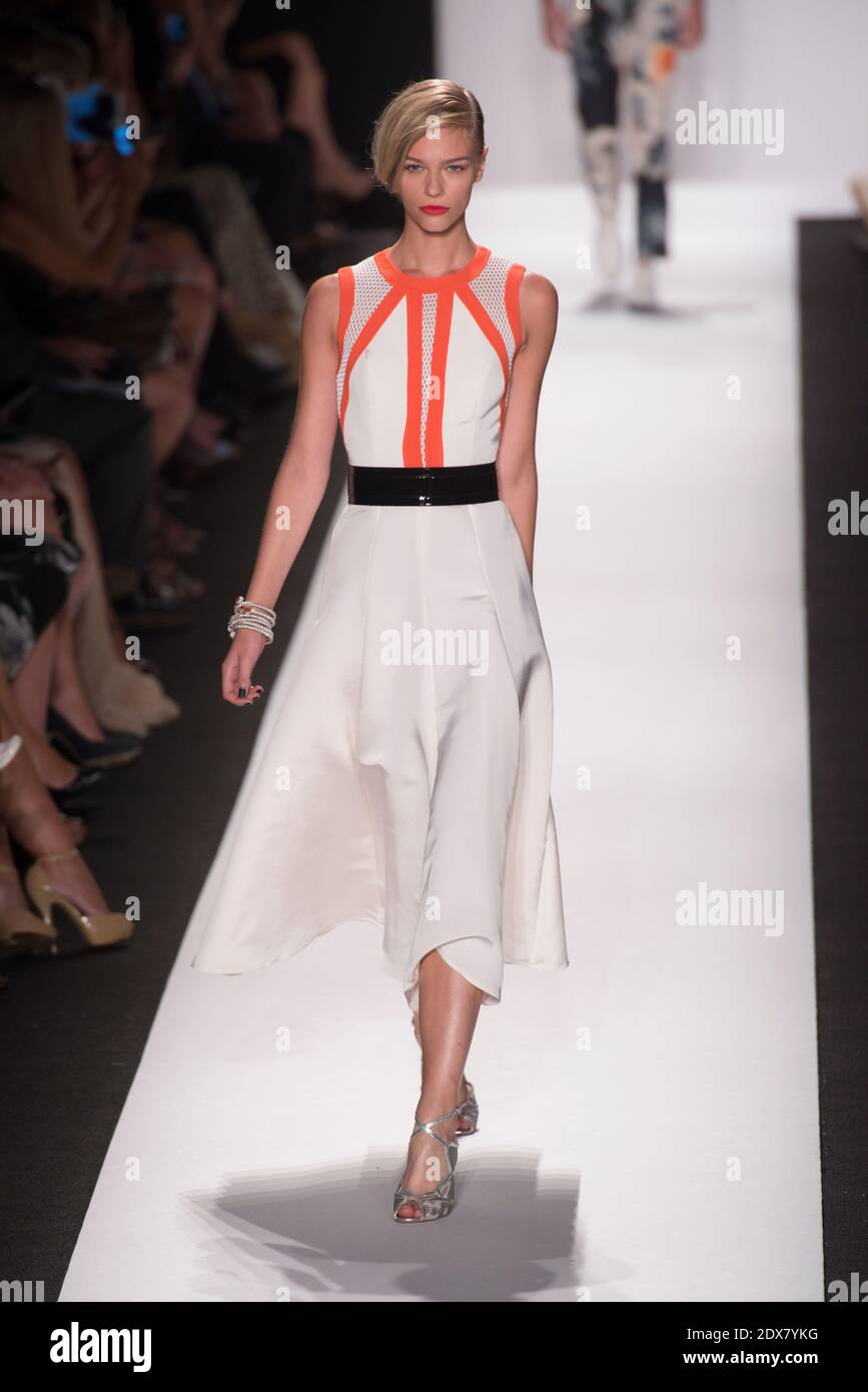 A model walks the runway at Carmen Marc Valvo during Mercedes-Benz ...