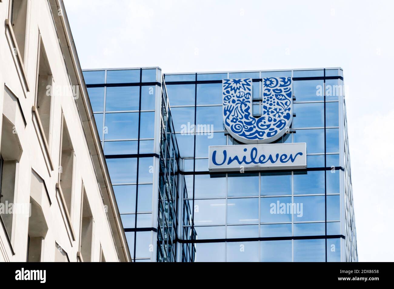 Toronto, Canada - July 31, 2019: Sign of Unilever Canada on their head ...