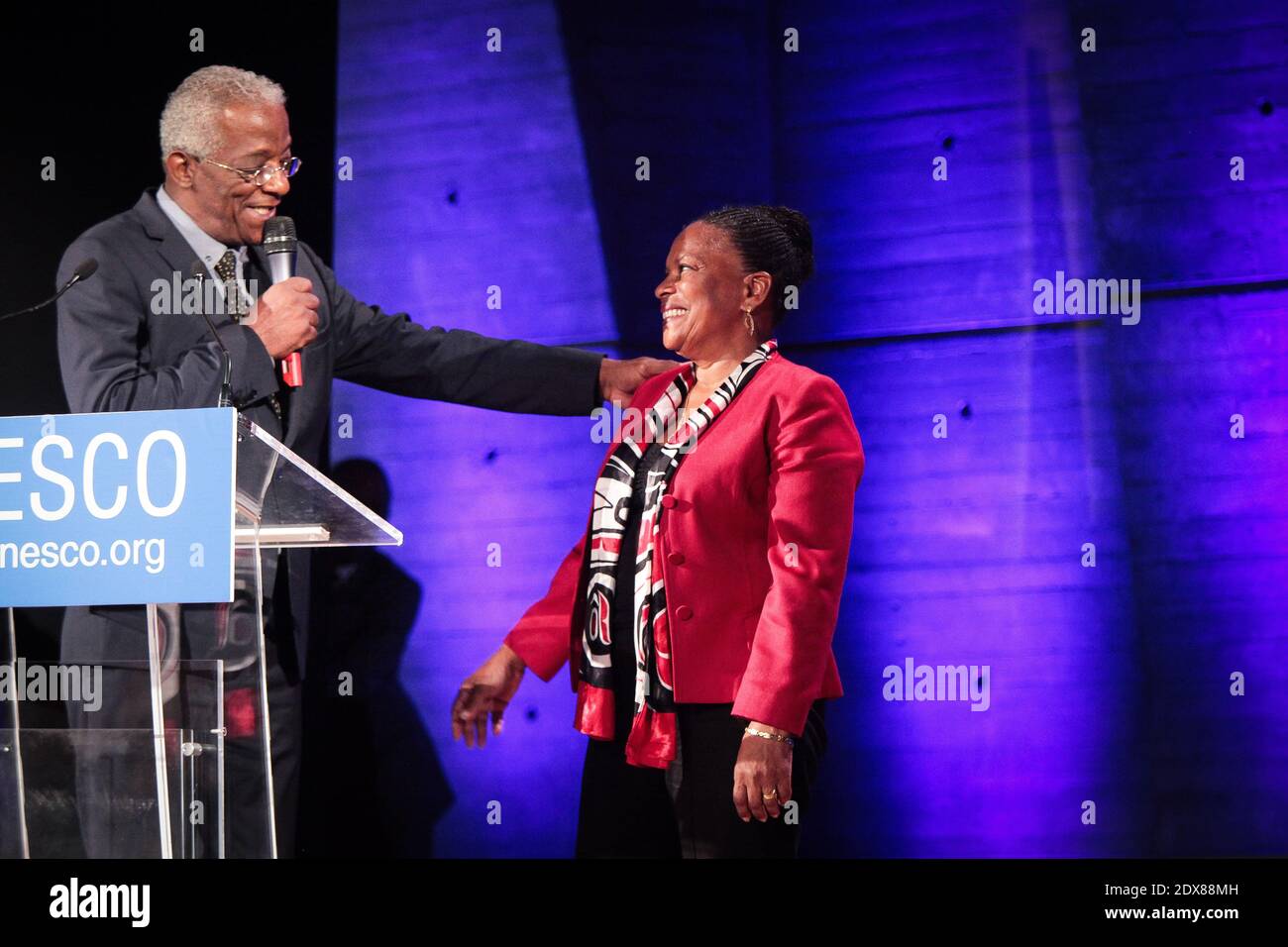 Michel Reinette and the French Minister of justice Christiane Taubira ...
