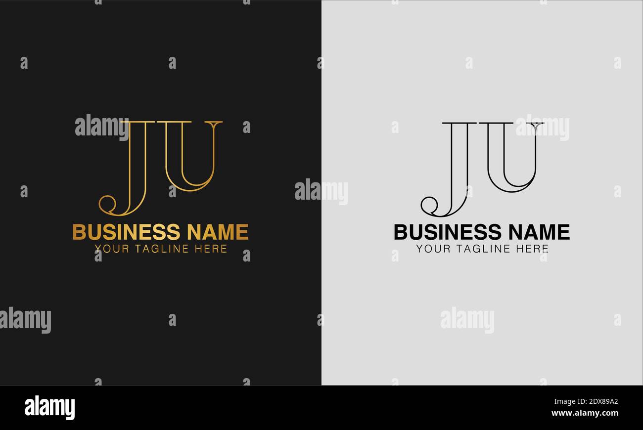 JU J U initial based abstract modern minimal creative logo, vector ...