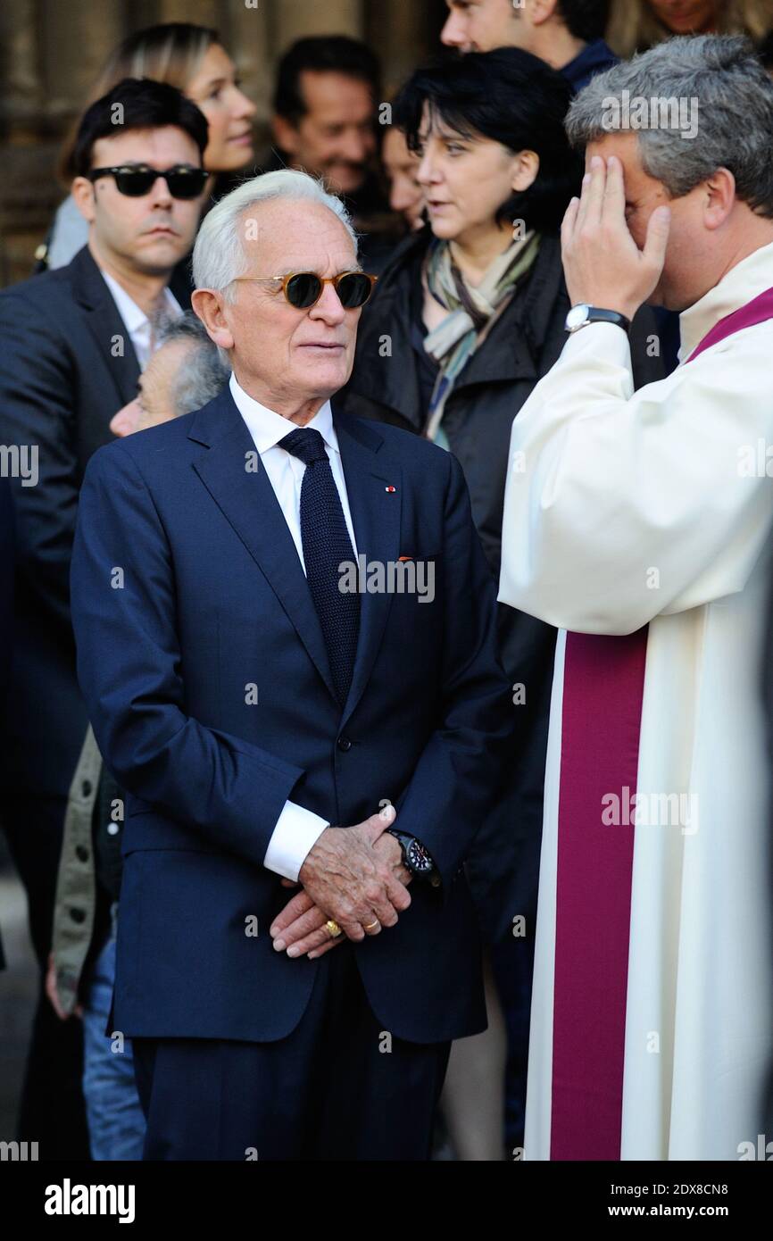 Philippe Labro attending Roger Auque's Funeral at Saint-Germain-des ...
