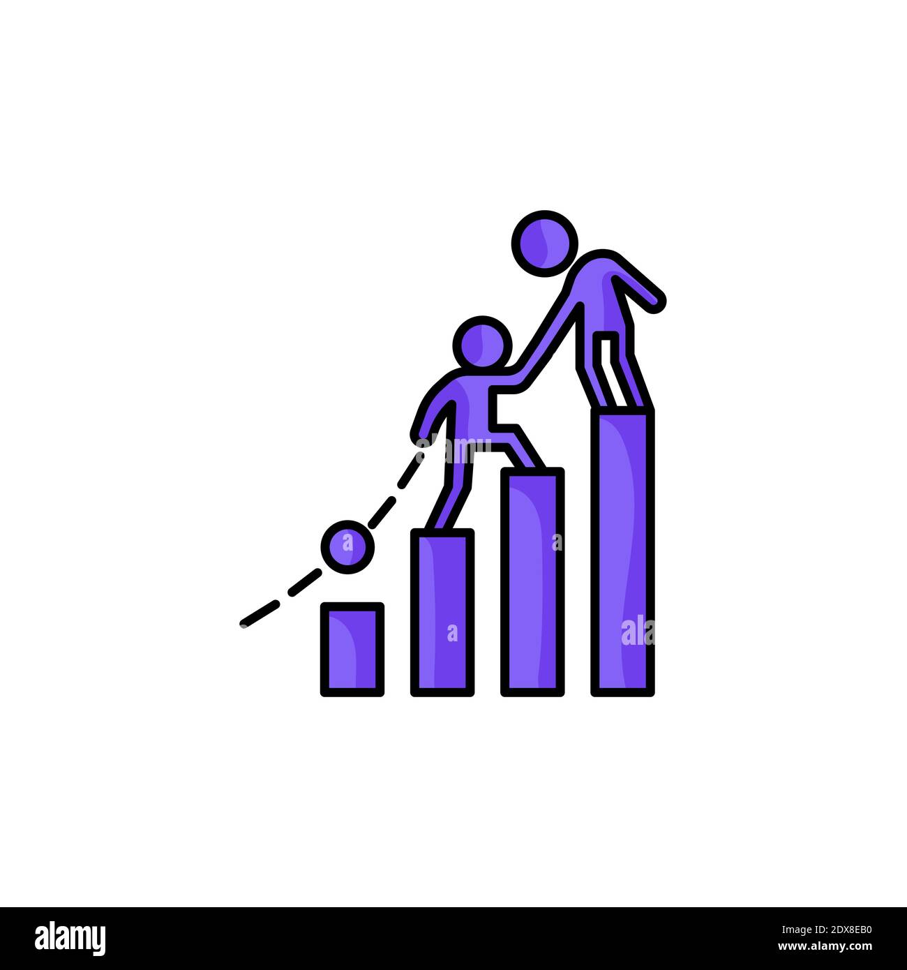 chart business helping another person colorful icon vector illustration ...