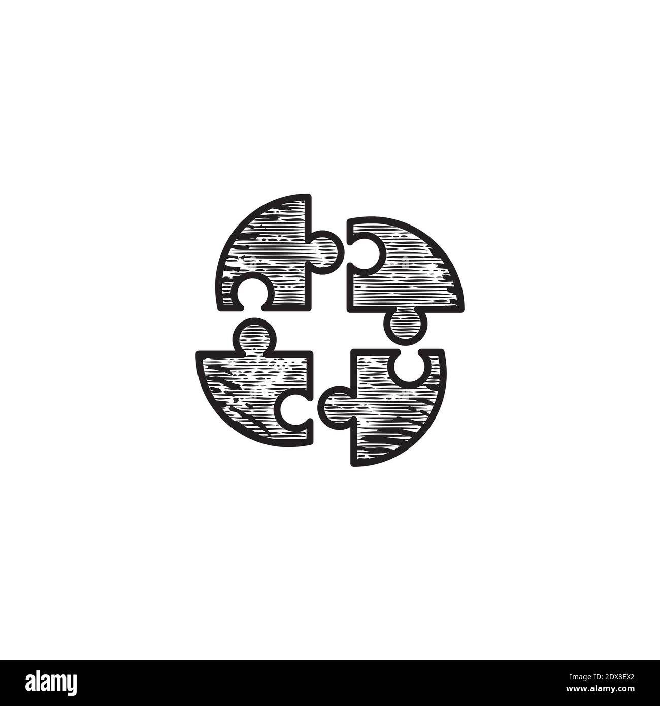 group community puzzle hand drawn icon vector illustration Stock Vector ...