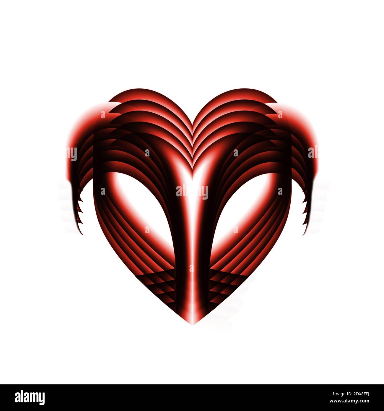 Layered mask from red to black. The middle of the mask is heart-shaped ...