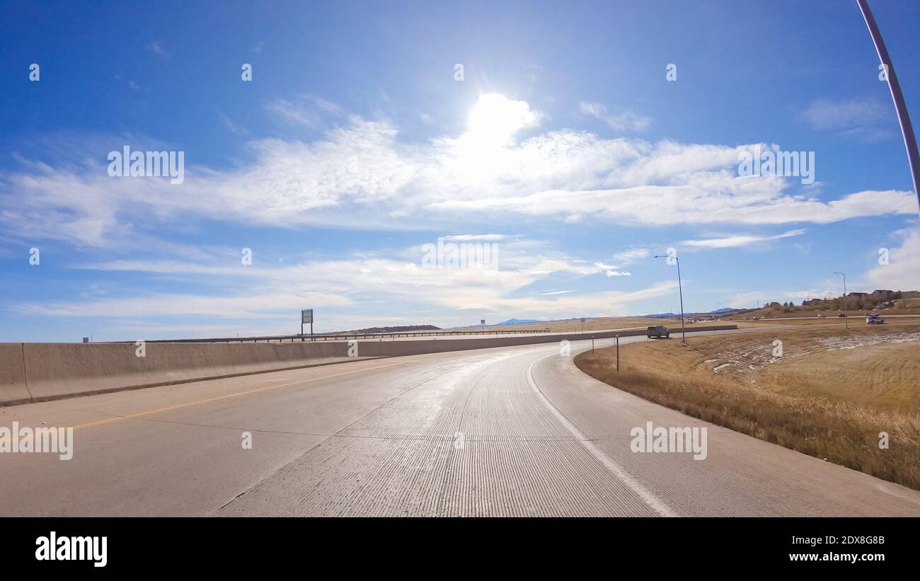 Driving on an interstate highway in suburban America Stock Photo - Alamy