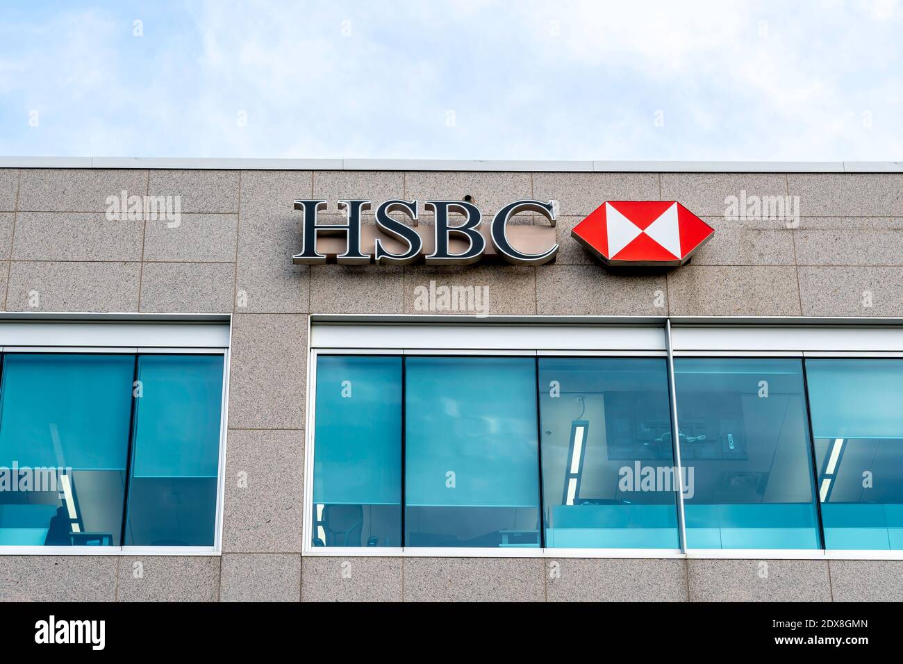 Toronto, Canada - August 7, 2019: Sign of HSBC on its Corporate office ...