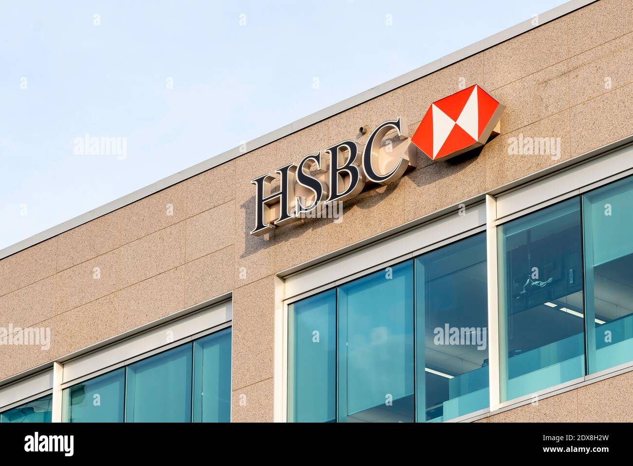 Toronto, Canada - August 7, 2019: Sign of HSBC on its Corporate office ...