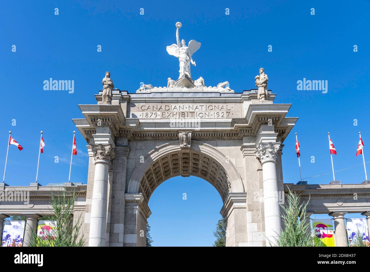 Toronto, Canada - August 11, 2019: Entrance of Exhibition Place, the ...