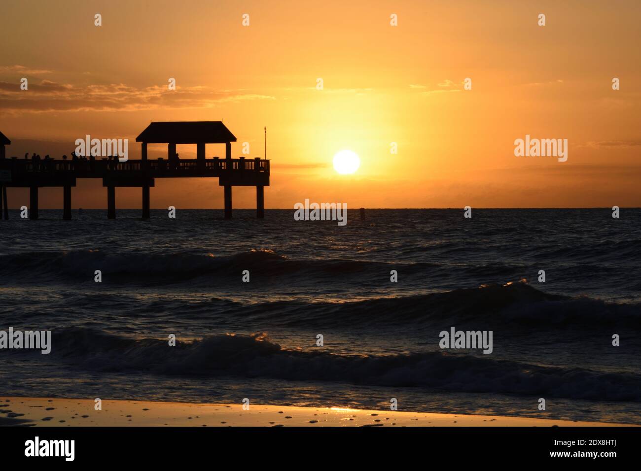 Evolution of sunset into the ocean horizon at Clearwater beach, Tampa ...