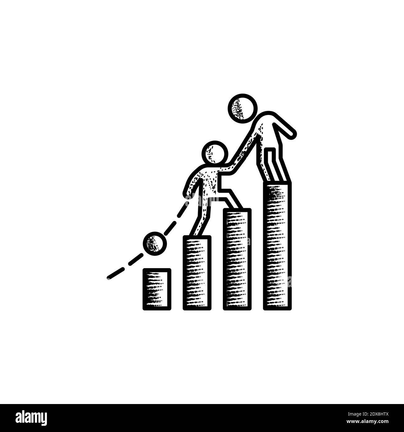 chart business helping another person hand drawn icon vector ...