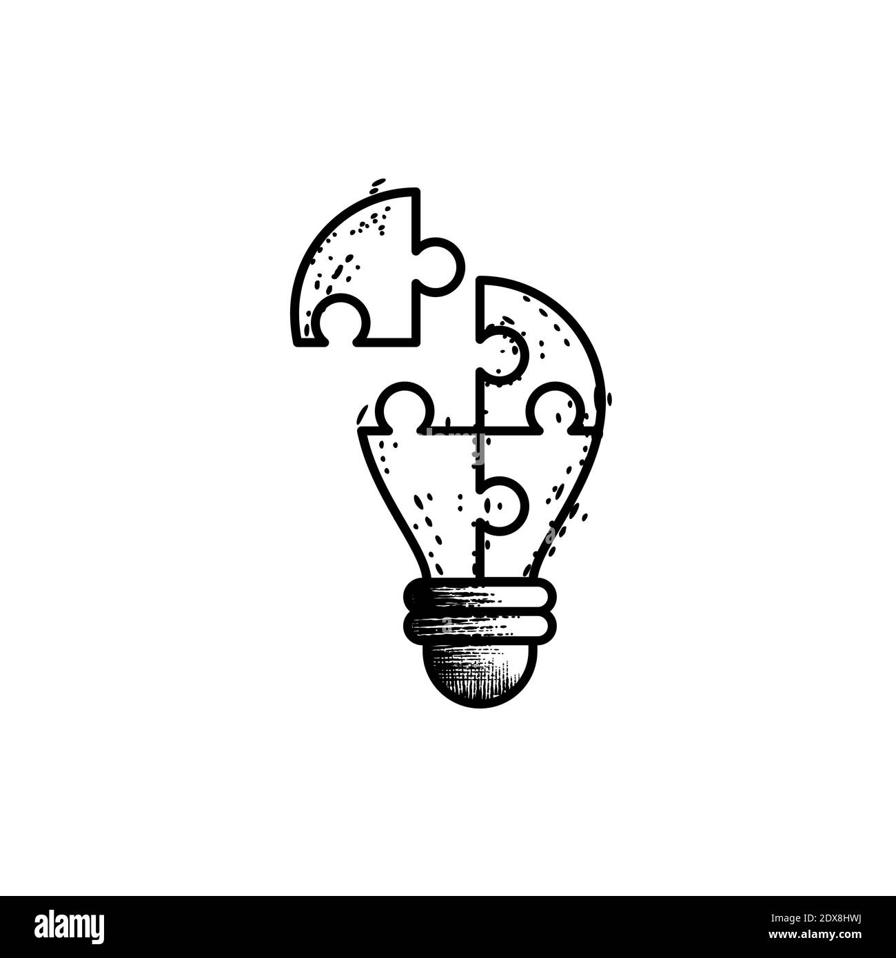 puzzle bulb business hand drawn icon vector illustration Stock Vector ...