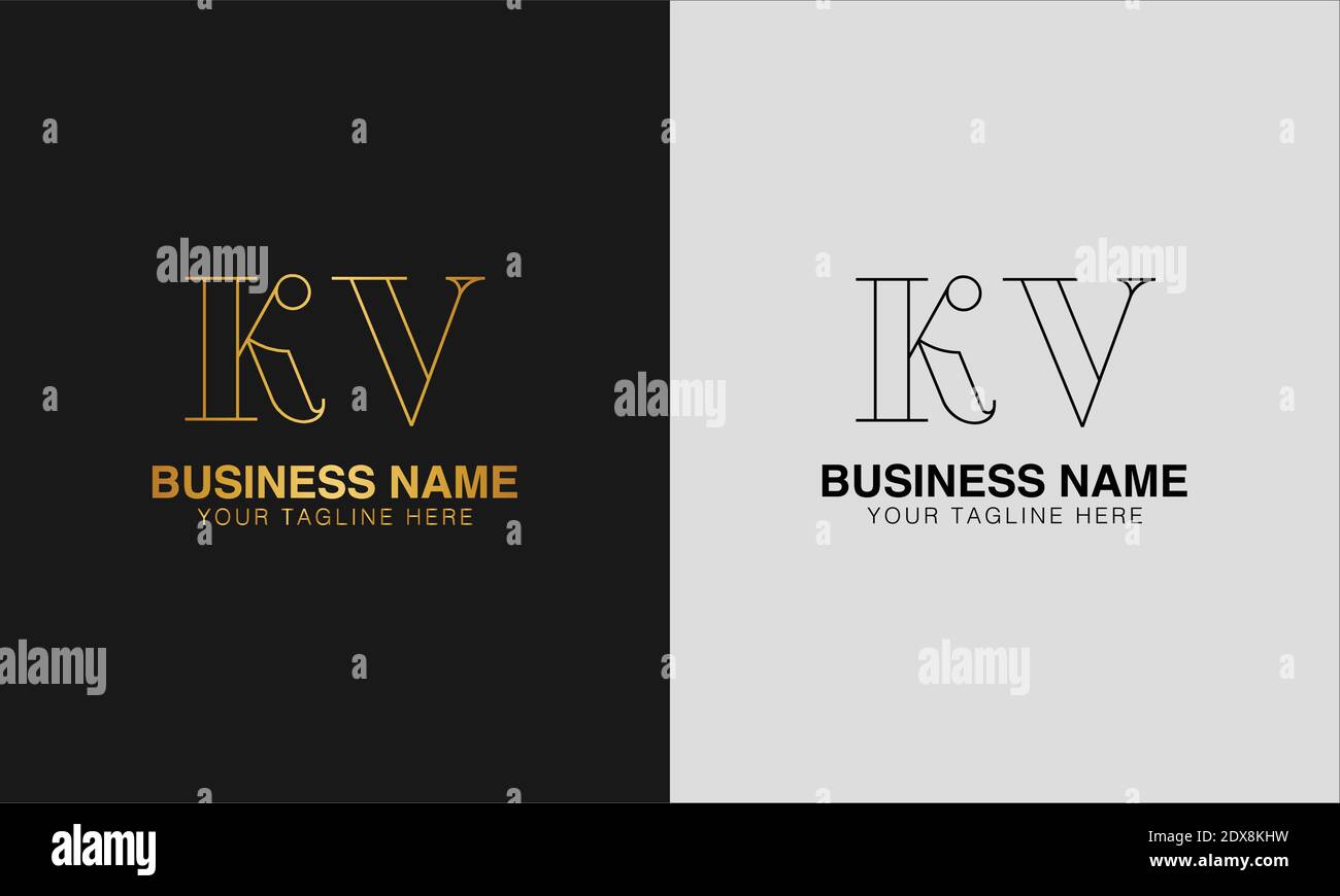 KV K V initial based abstract modern minimal creative logo, vector ...
