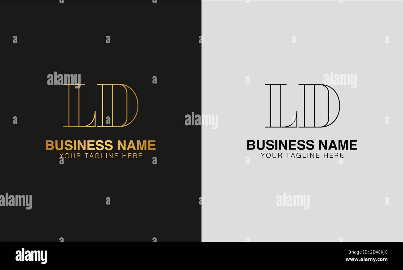 LD L D initial based abstract modern minimal creative logo, vector ...