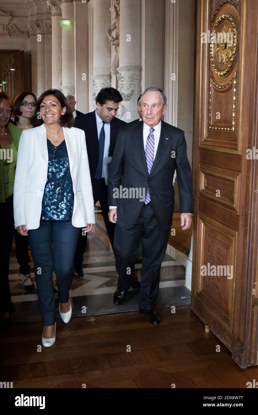 Mayor of Paris Anne Hidalgo receives the former New York Mayor Michael ...