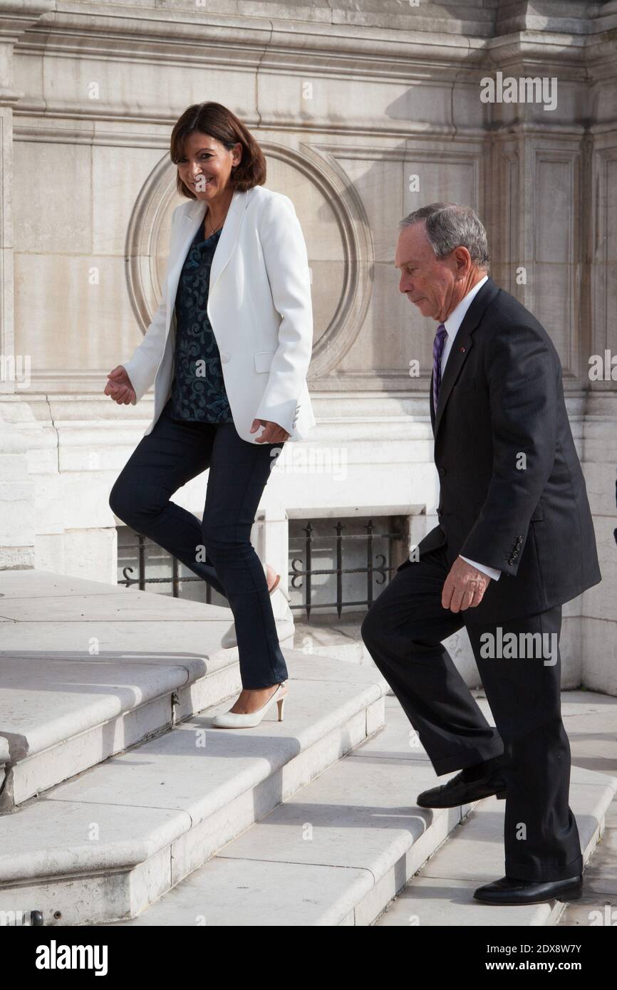 Mayor of Paris Anne Hidalgo receives the former New York Mayor Michael ...