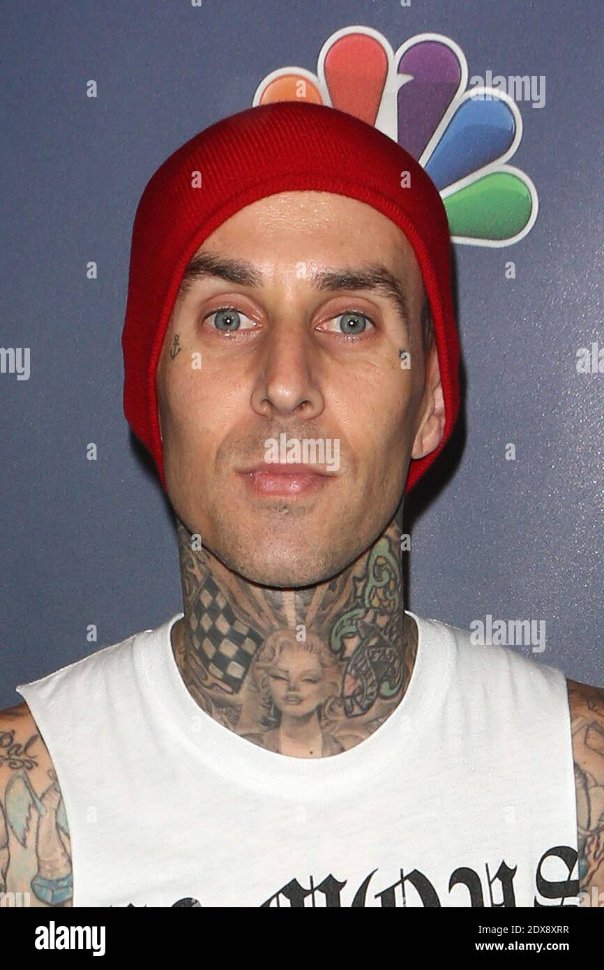 Travis Barker poses at the finale of America's Got Talent at Radio City ...