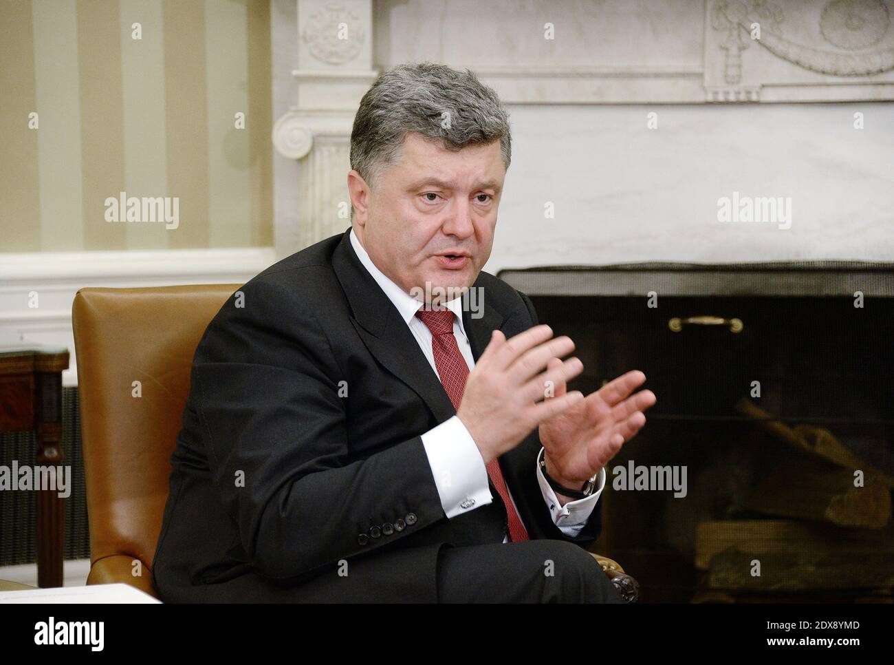 President Petro Poroshenko of Ukraine talks to reporters in the Oval ...
