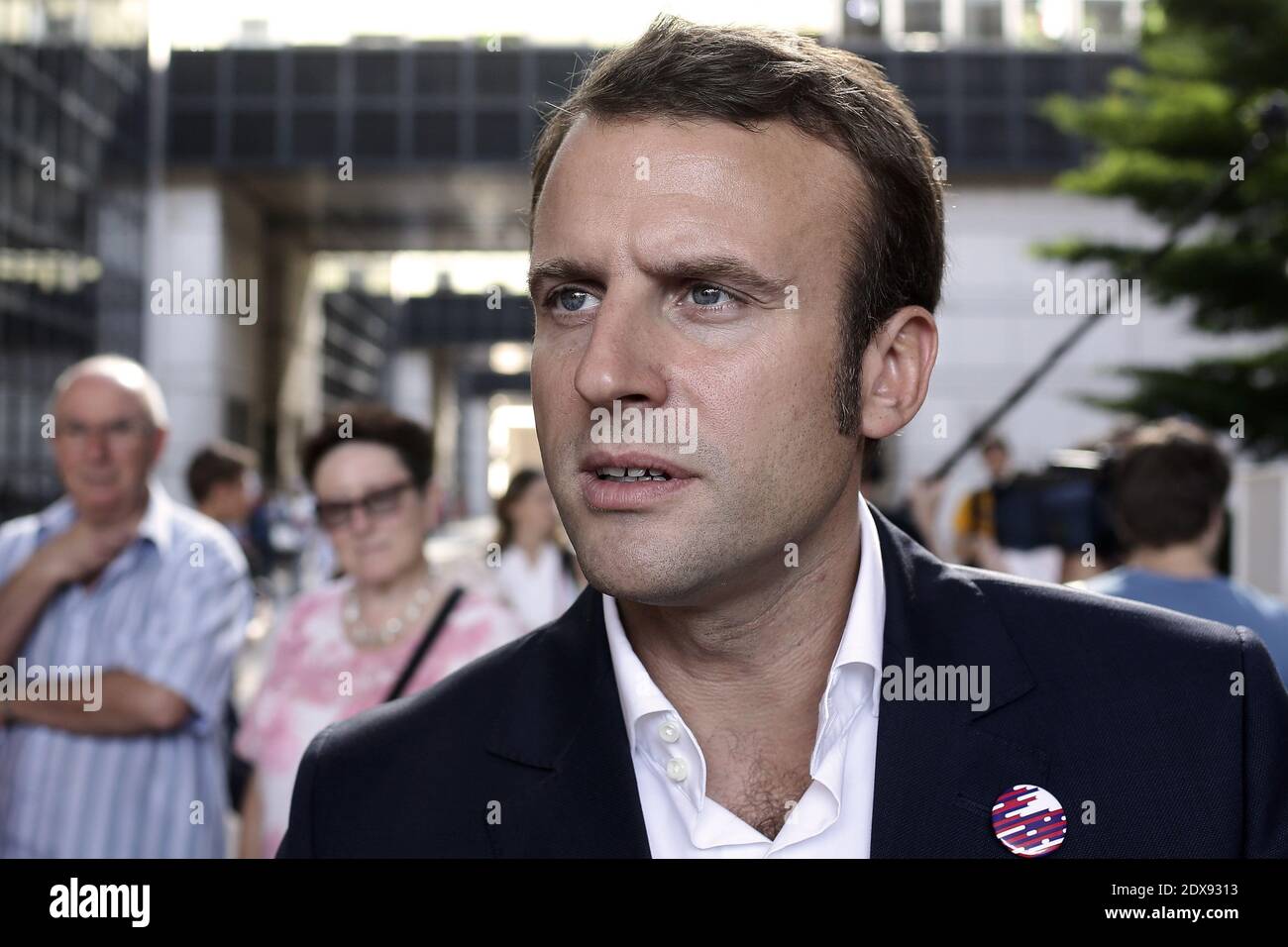 French Minister of Economy and Industry Emmanuel Macron meets with ...